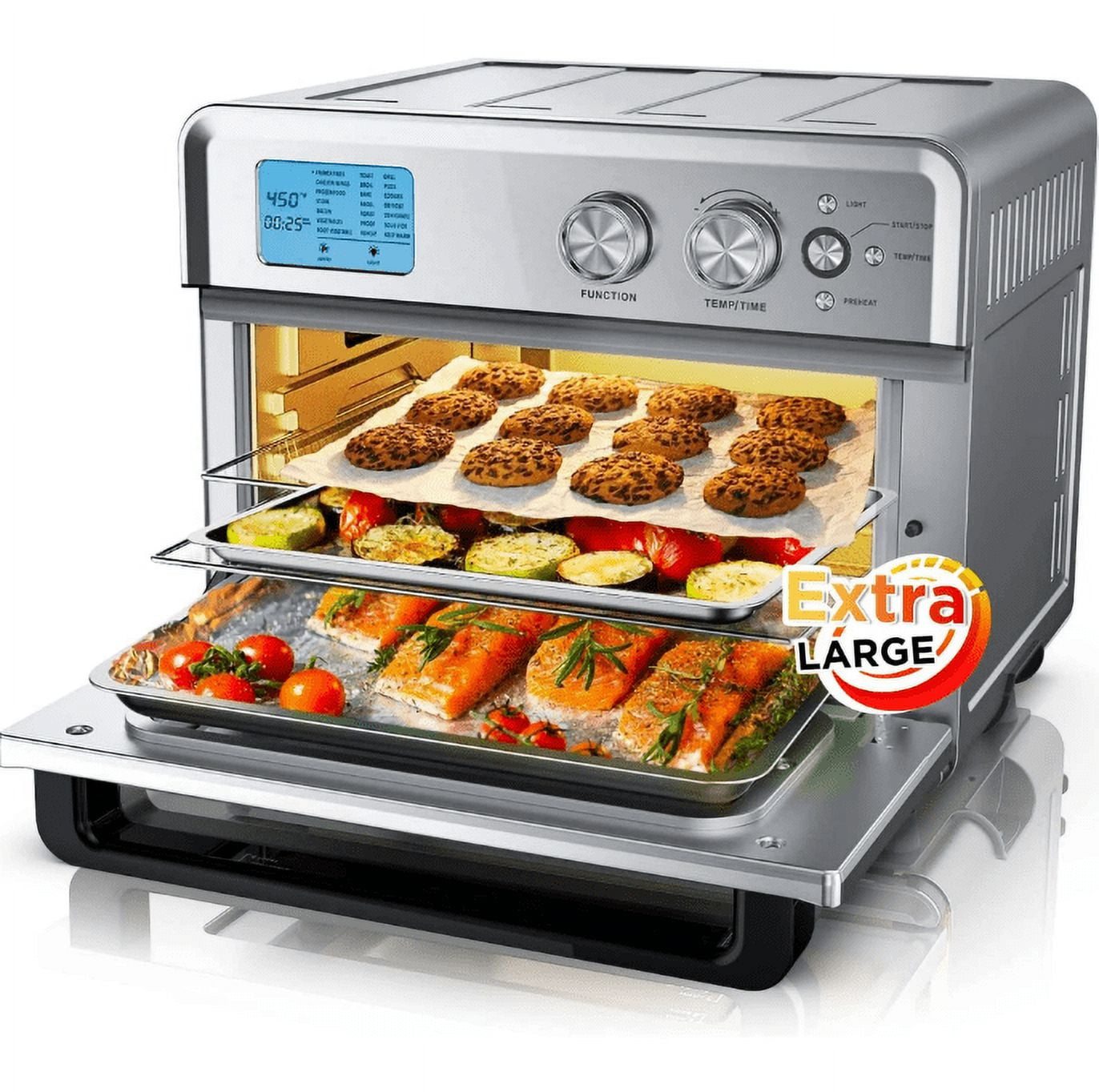 Pre Owned CalmDo AF25L Toaster Oven CalmDo 26.3QT Large Fry Oil Free 21 Stainless Steel Fair Walmart