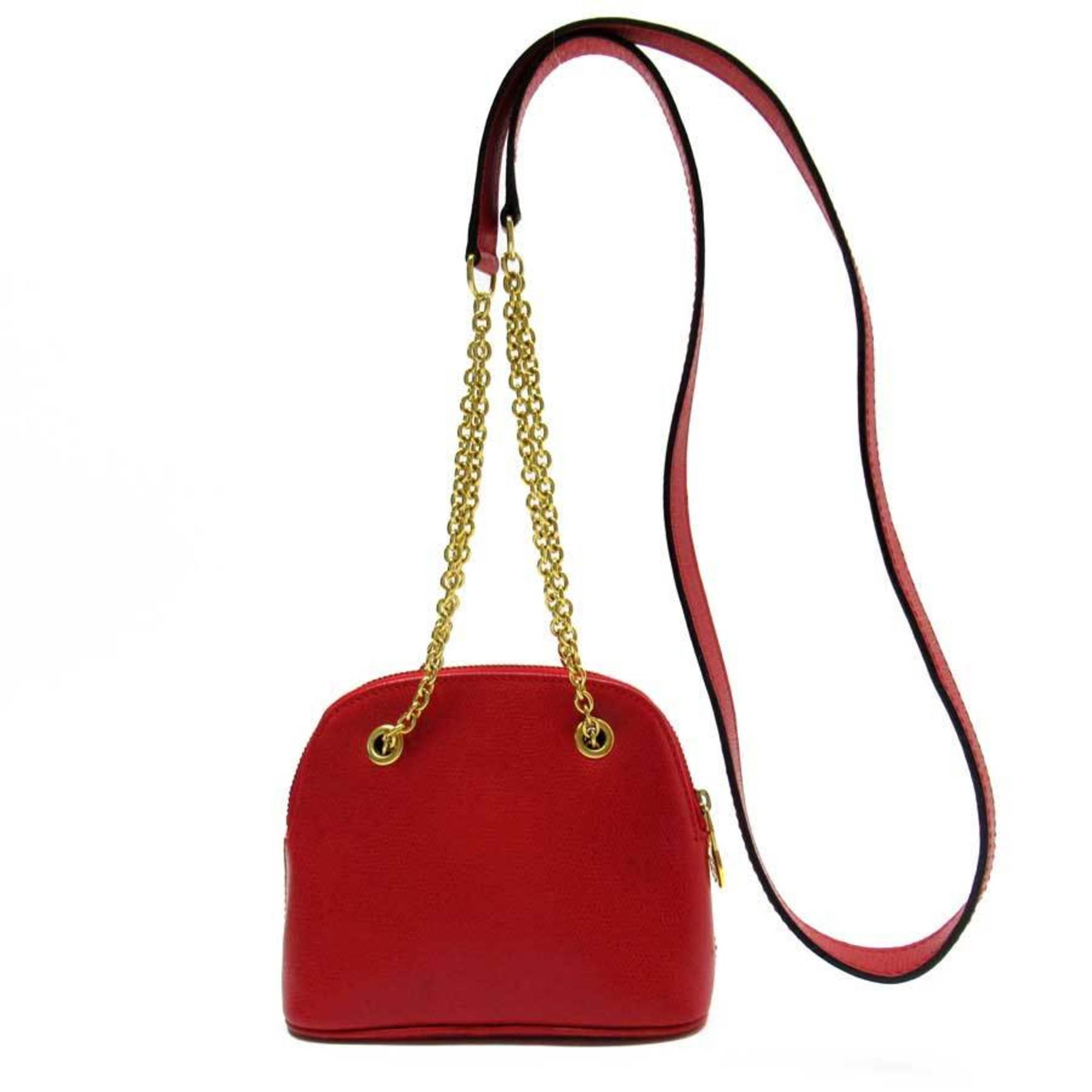 Pre-Owned Celine Shoulder Bag Pochette Red Gold Leather (Good ...