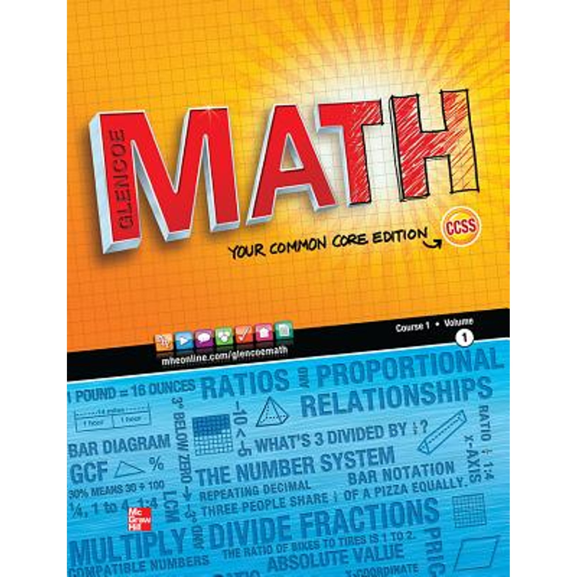 Pre-Owned Glencoe Math, Course 1, Student Edition, Volume 1 (Paperback ...