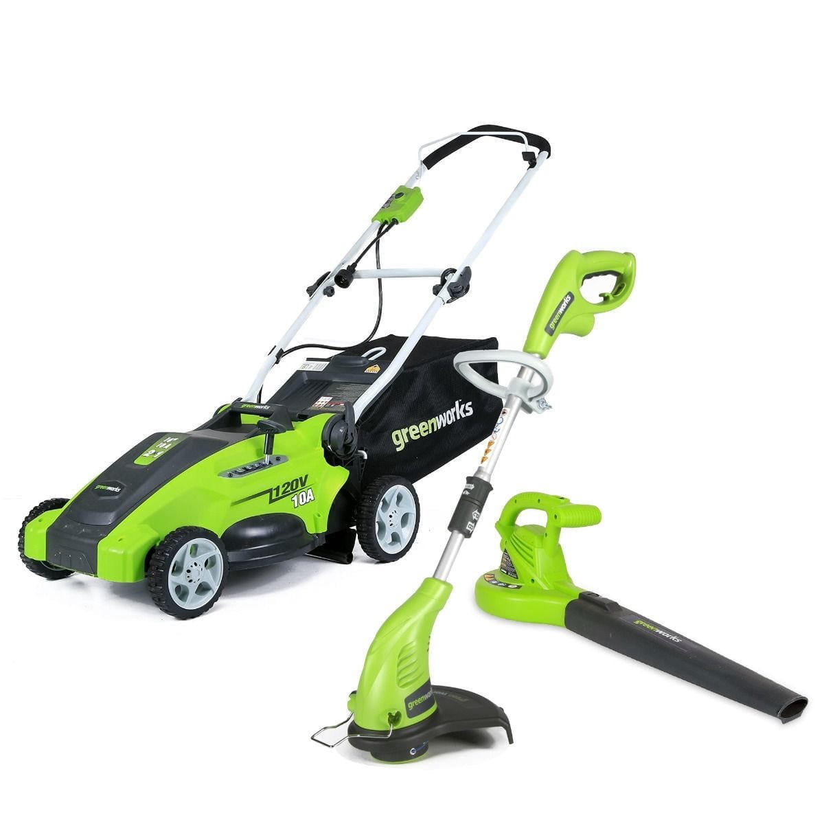 Pre-Owned Greenworks Electric Corded 16" Push Lawn Mower, Blower & 13 ...