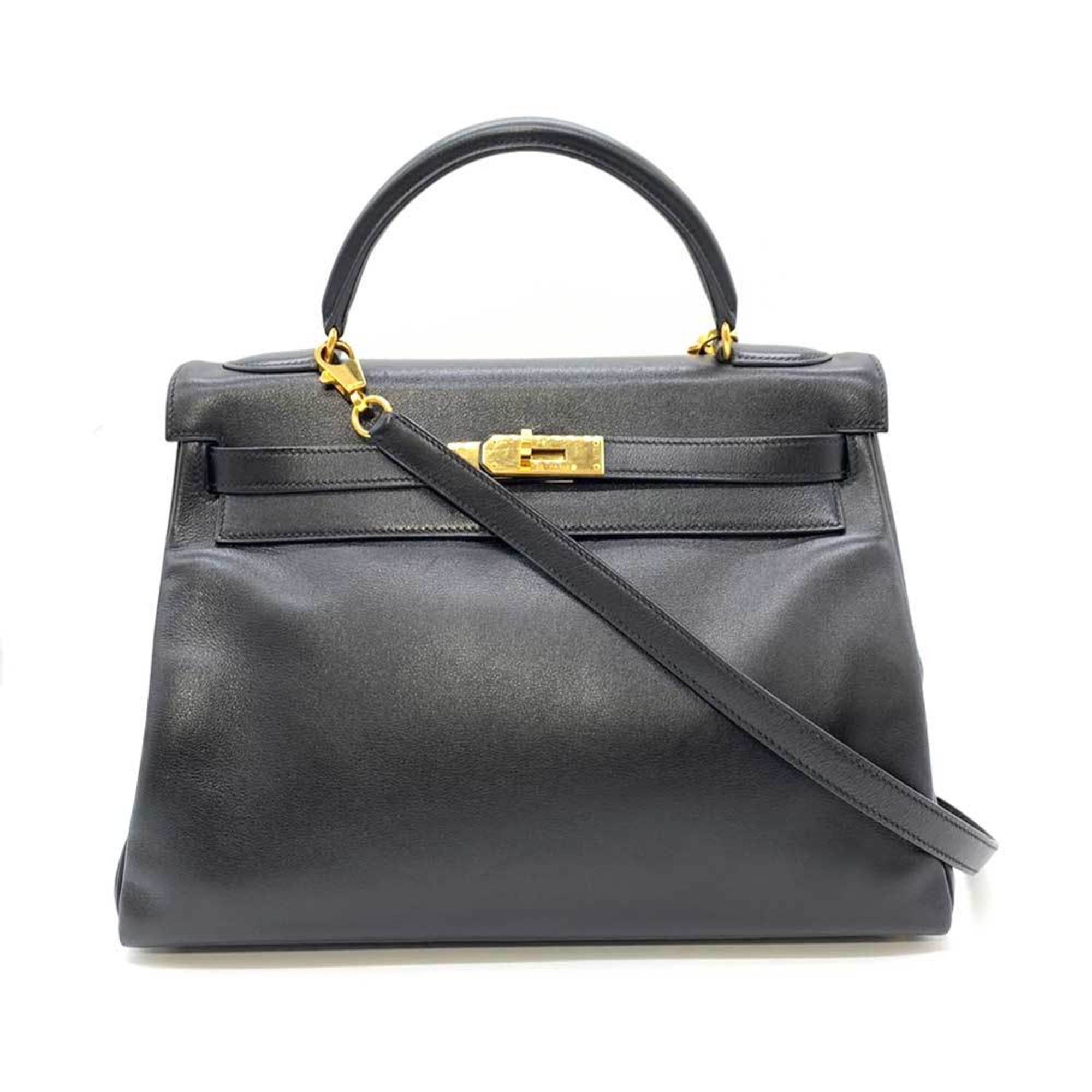 Pre-Owned Hermes Bag Kelly 32 Inner Sewing Black Handbag Shoulder ...