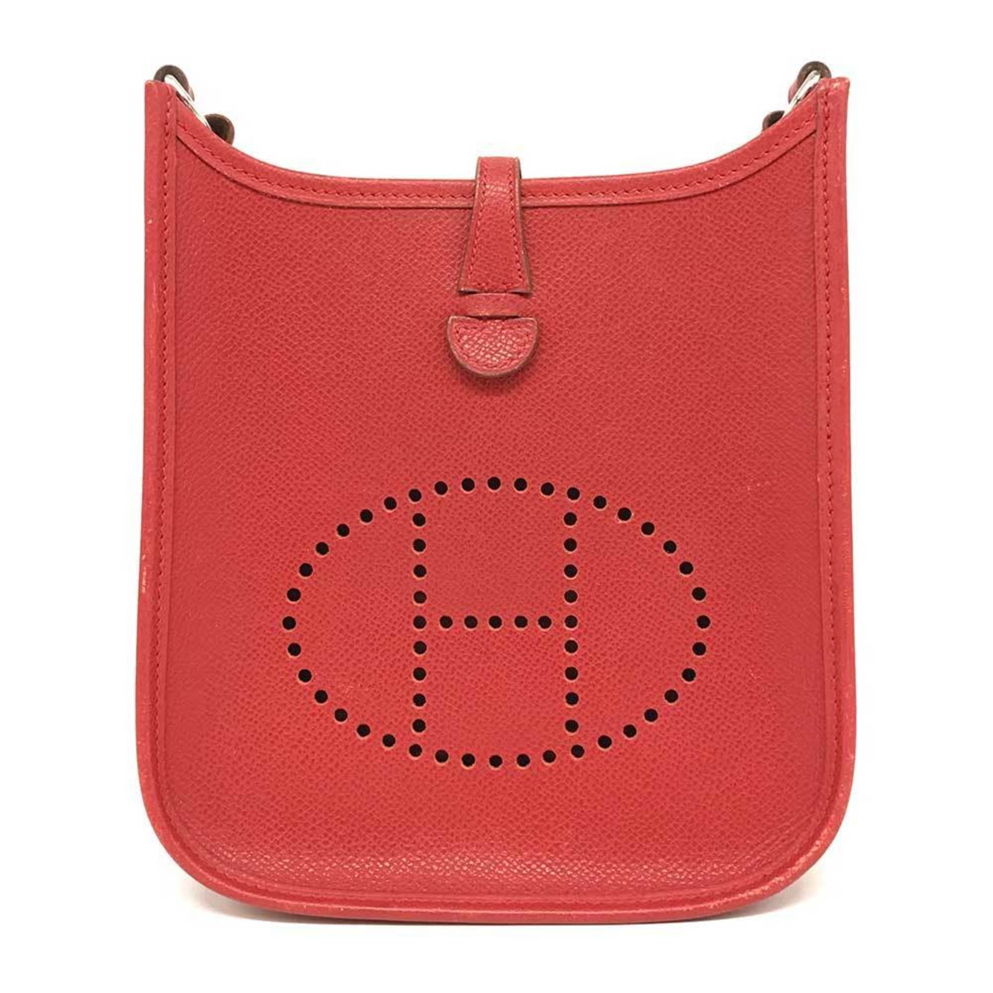 Pre-Owned Hermes Evelyn TPM Leather Red Shoulder Bag Pochette Iconic ...
