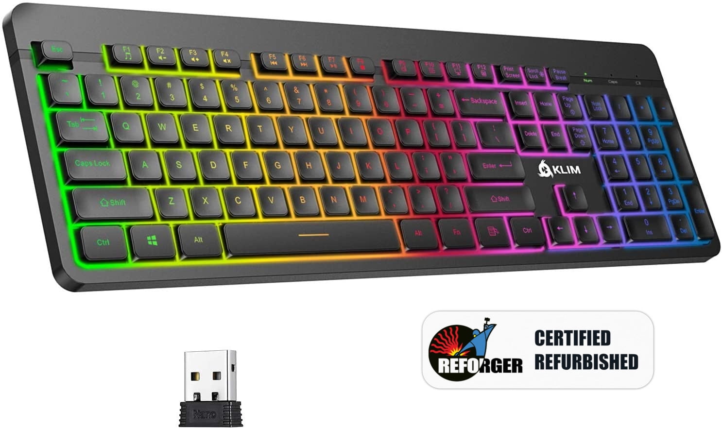 Restored KLIM Light V2 Rechargeable Wireless Keyboard - Slim, Durable ...