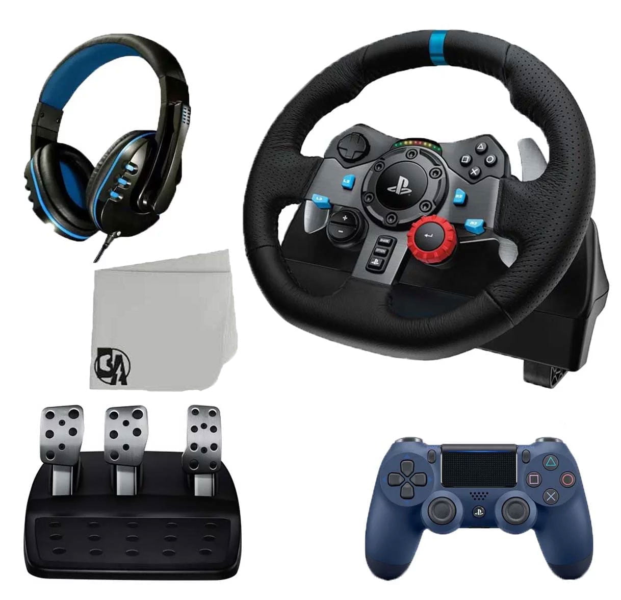 Pre-Owned Logitech G29 Driving Force with Navy DualShock 4 Controller ...