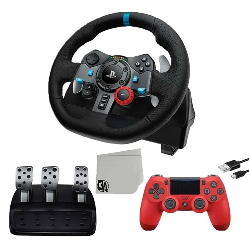 Pre-Owned Logitech G29 Driving Force with Red DualShock 4 Controller ...