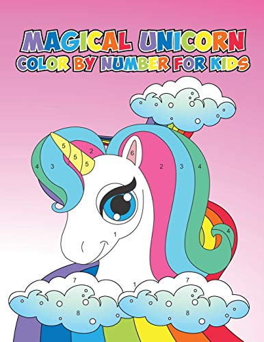 Pre-Owned Magical Unicorn Color by Number for Kids: Unicorn Coloring ...