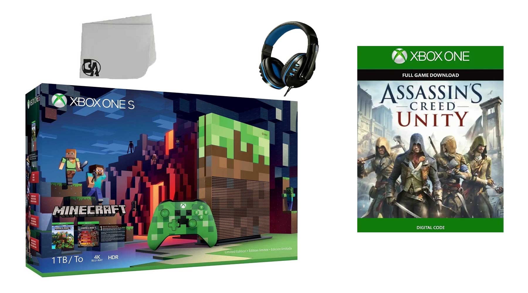 Restored Microsoft 23C-00001 Xbox One S Minecraft Limited Edition 1TB ...