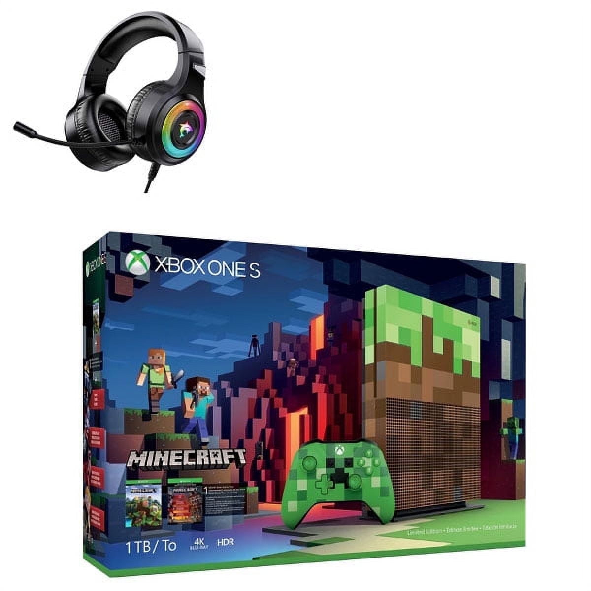 Restored Microsoft 23C-00001 Xbox One S Minecraft Limited Edition 1TB ...
