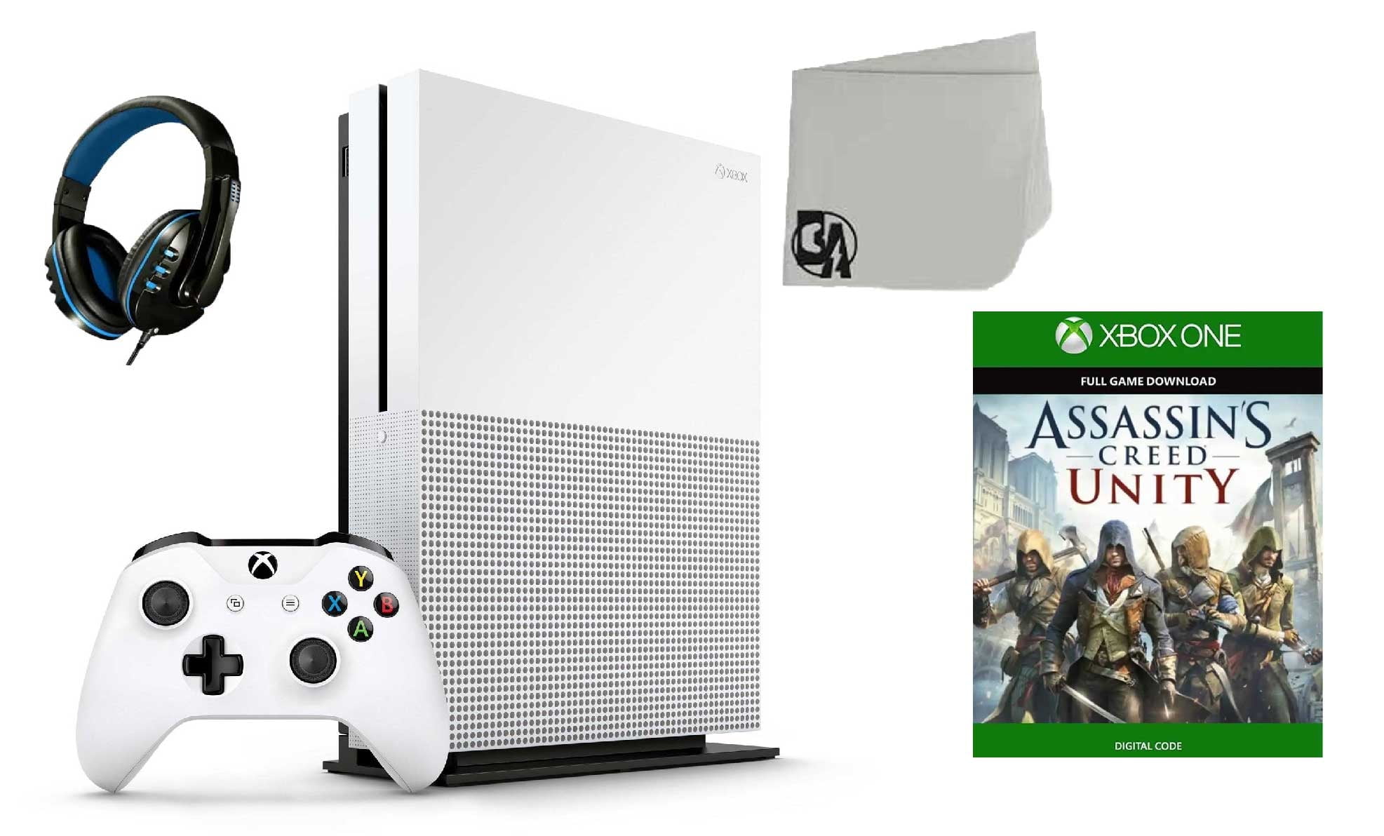 Pre-Owned Microsoft Xbox One S 500GB Gaming Console White with Assassin's Creed- Unity BOLT ...