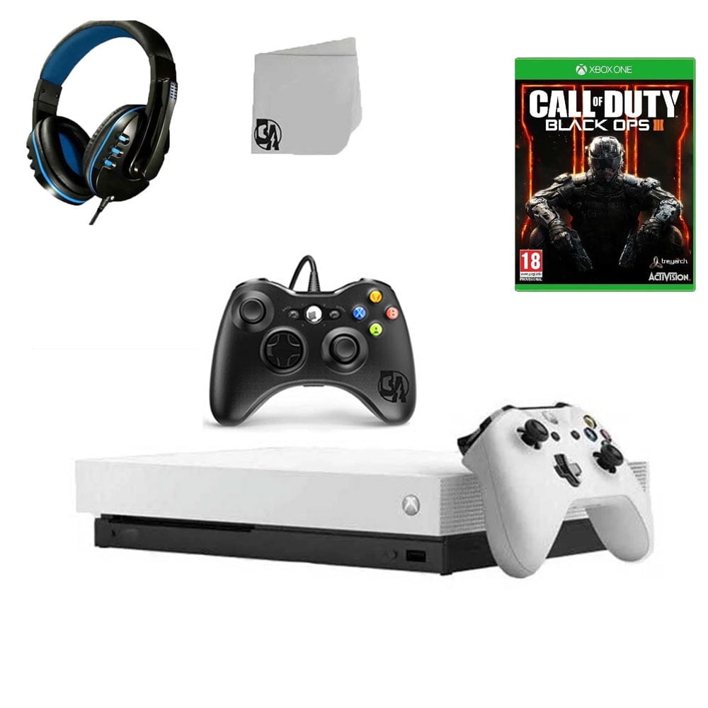 Restored Microsoft Xbox One X 1TB Gaming Console White with 2 Controller Included with Call of Duty Black Ops III BOLT AXTION Refurbished