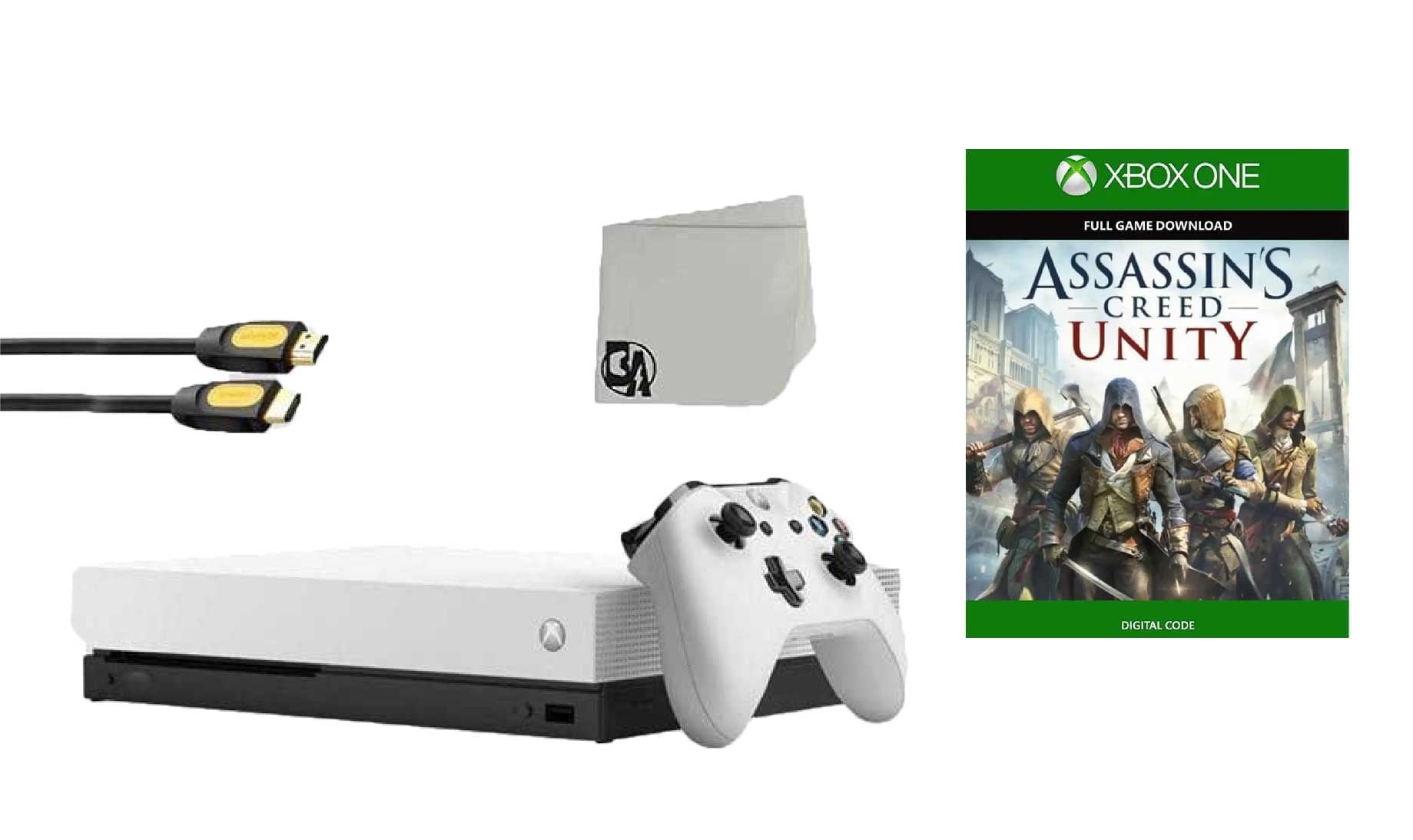 Restored Microsoft Xbox One X 1TB Gaming Console White with Assassin's Creed- Unity BOLT AXTION ...