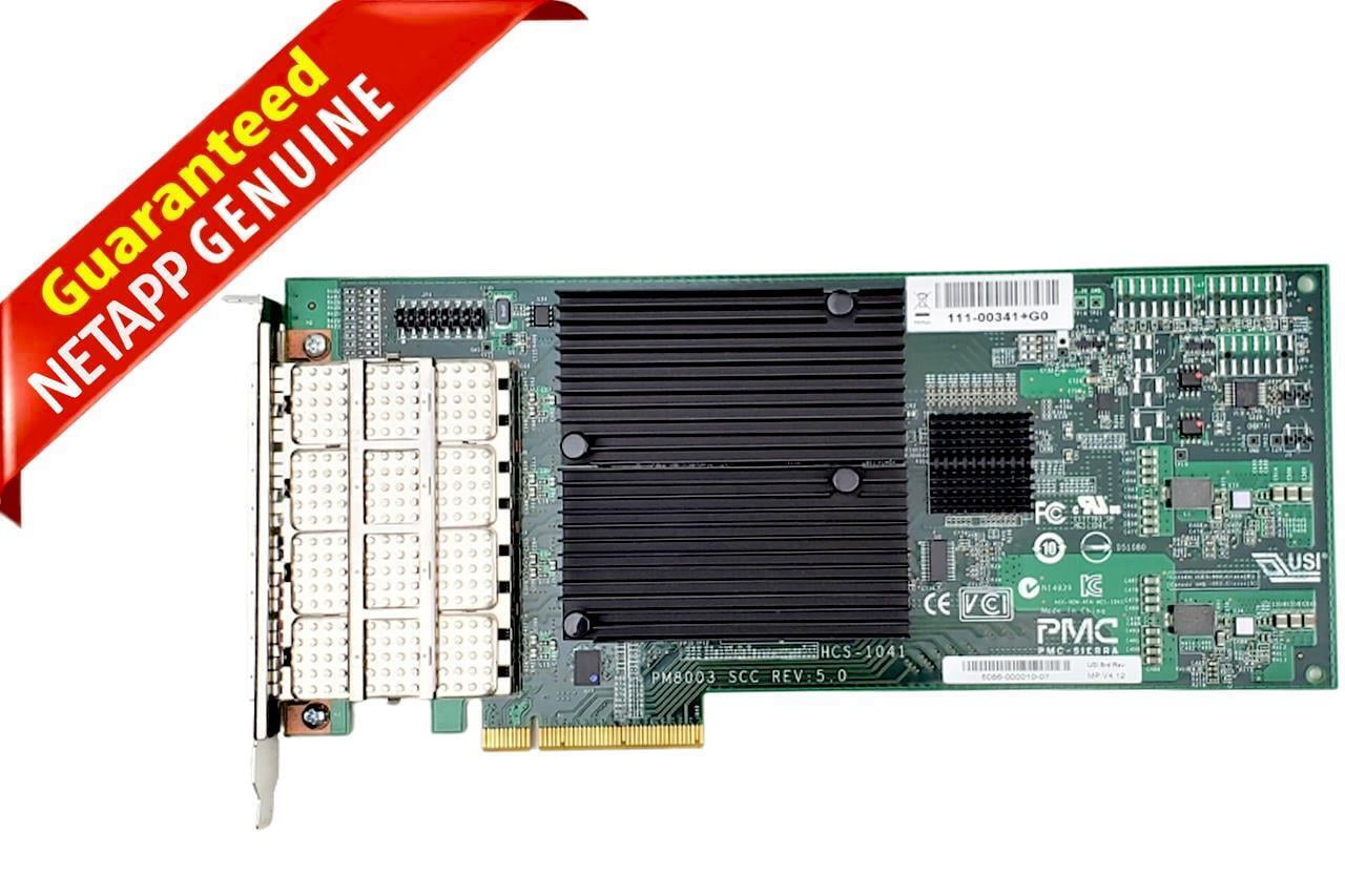 Pre-Owned NetApp 111-00341+G0 4 port SAS 3/6GB QSFP Host Bus Adapter ...