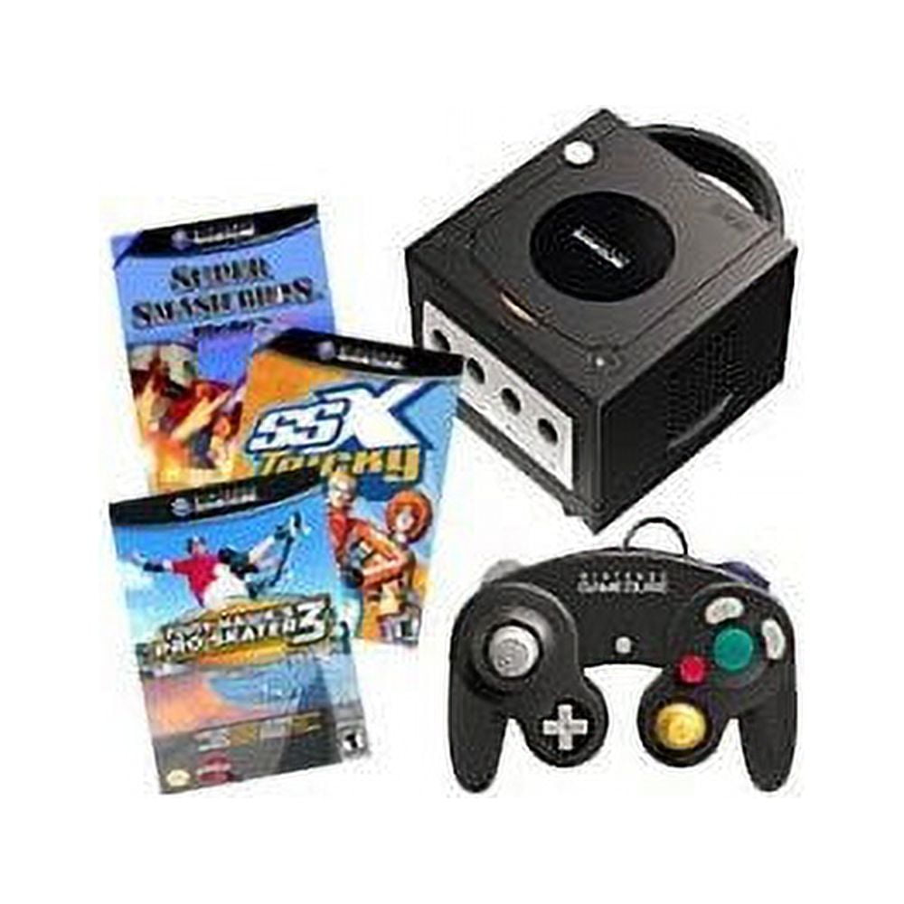 Pre-Owned Nintendo GameCube Bundle (Jet Black) (Smash Bros Melee / SSX Tricky / Tony Hawk's Pro ...