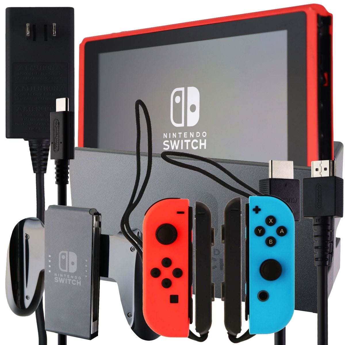 Restored Nintendo Switch Mario Red Console Bundle with Red/Blue Joy ...