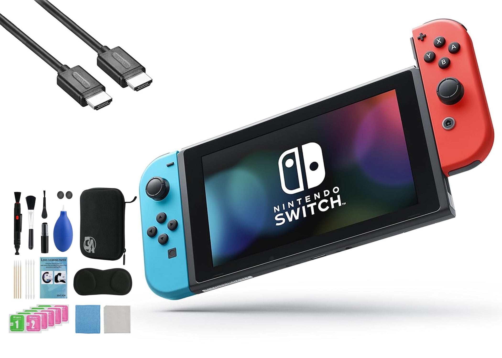 Restored Nintendo Switch - Neon Blue and Neon Red Joy-Con with HDMI ...