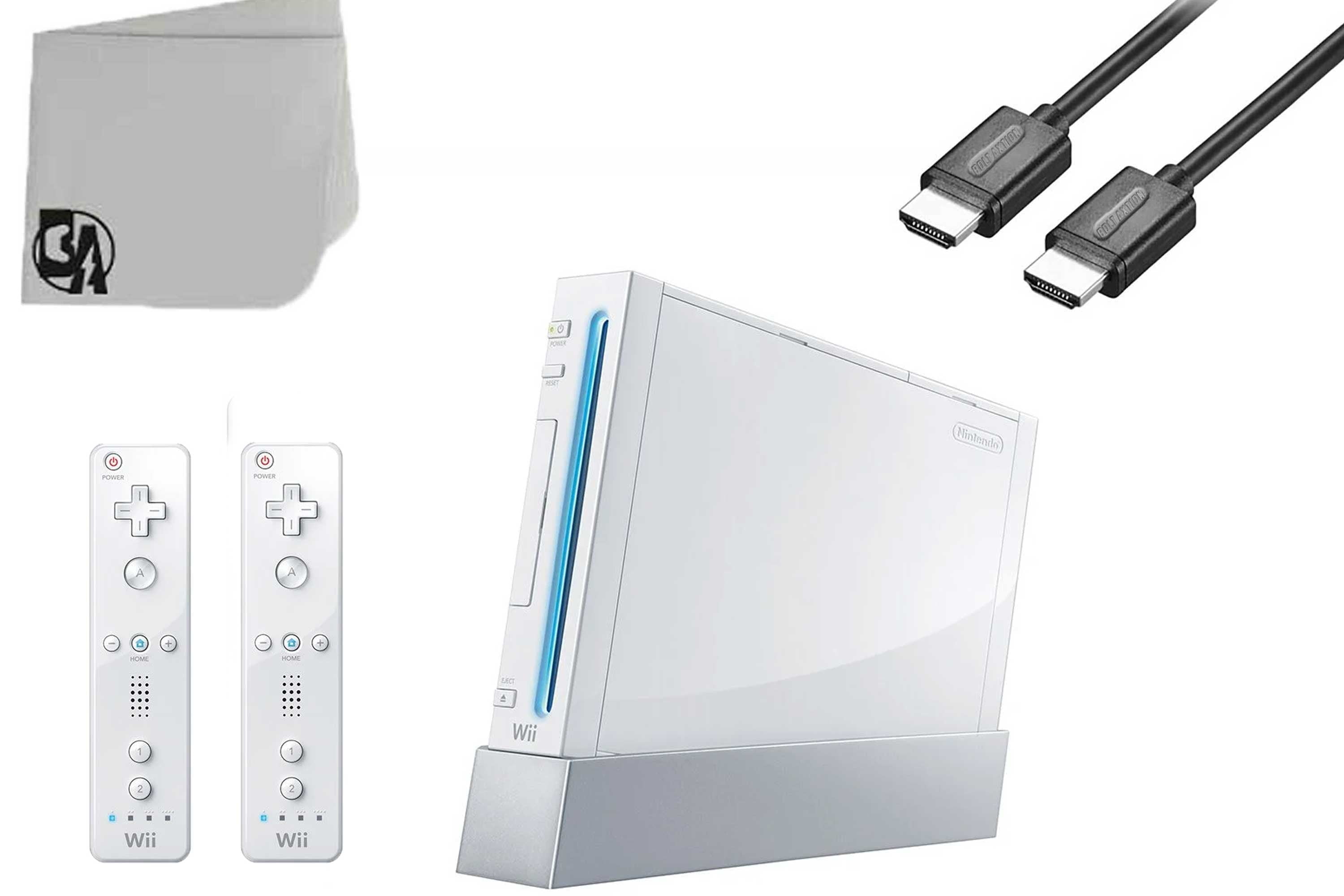 Restored Nintendo Wii Black Gaming Console With HDMI Cable with 2 ...