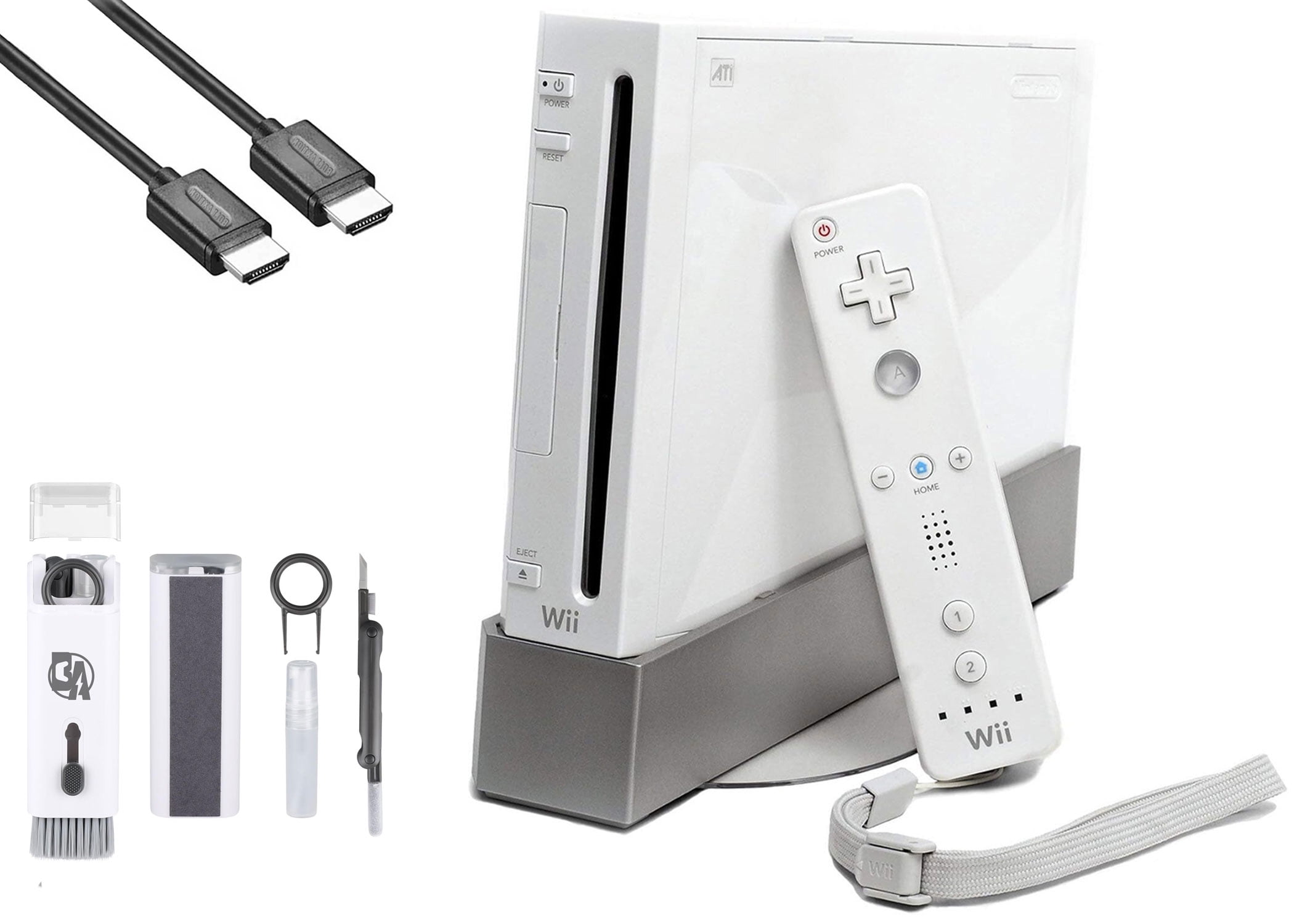 Restored Nintendo Wii White Gaming Console + HDMI Cable Cleaning Kit ...