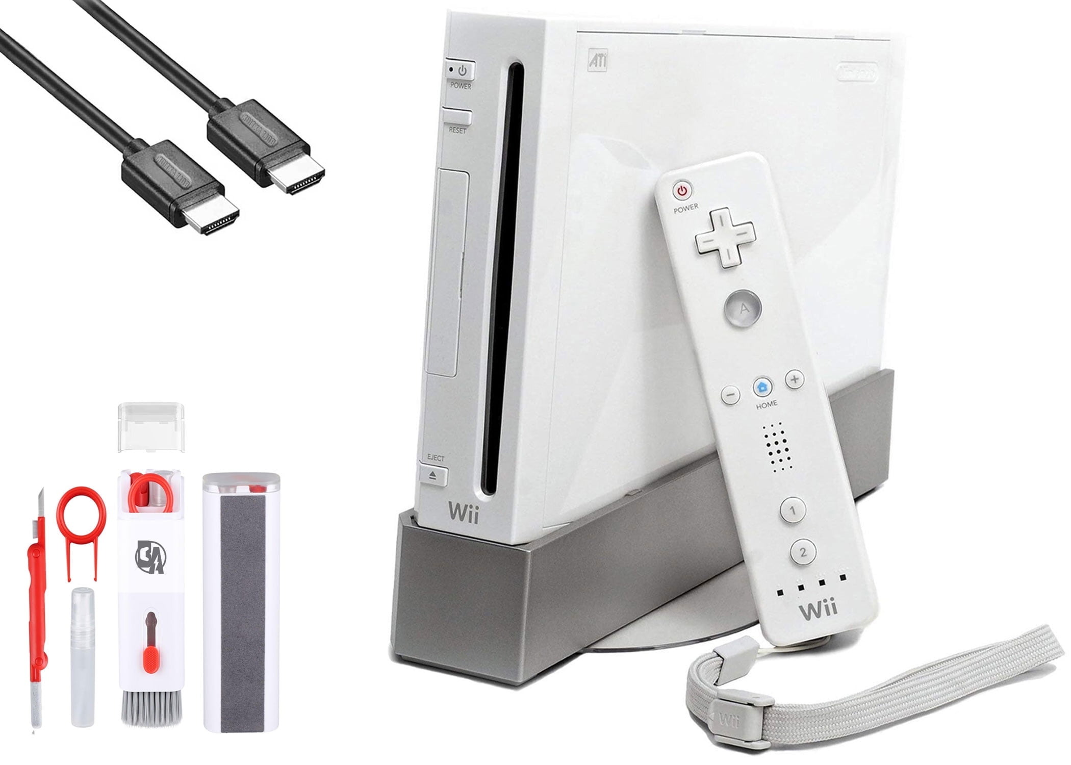 Restored Nintendo Wii White Gaming Console + HDMI Cable Cleaning Kit ...