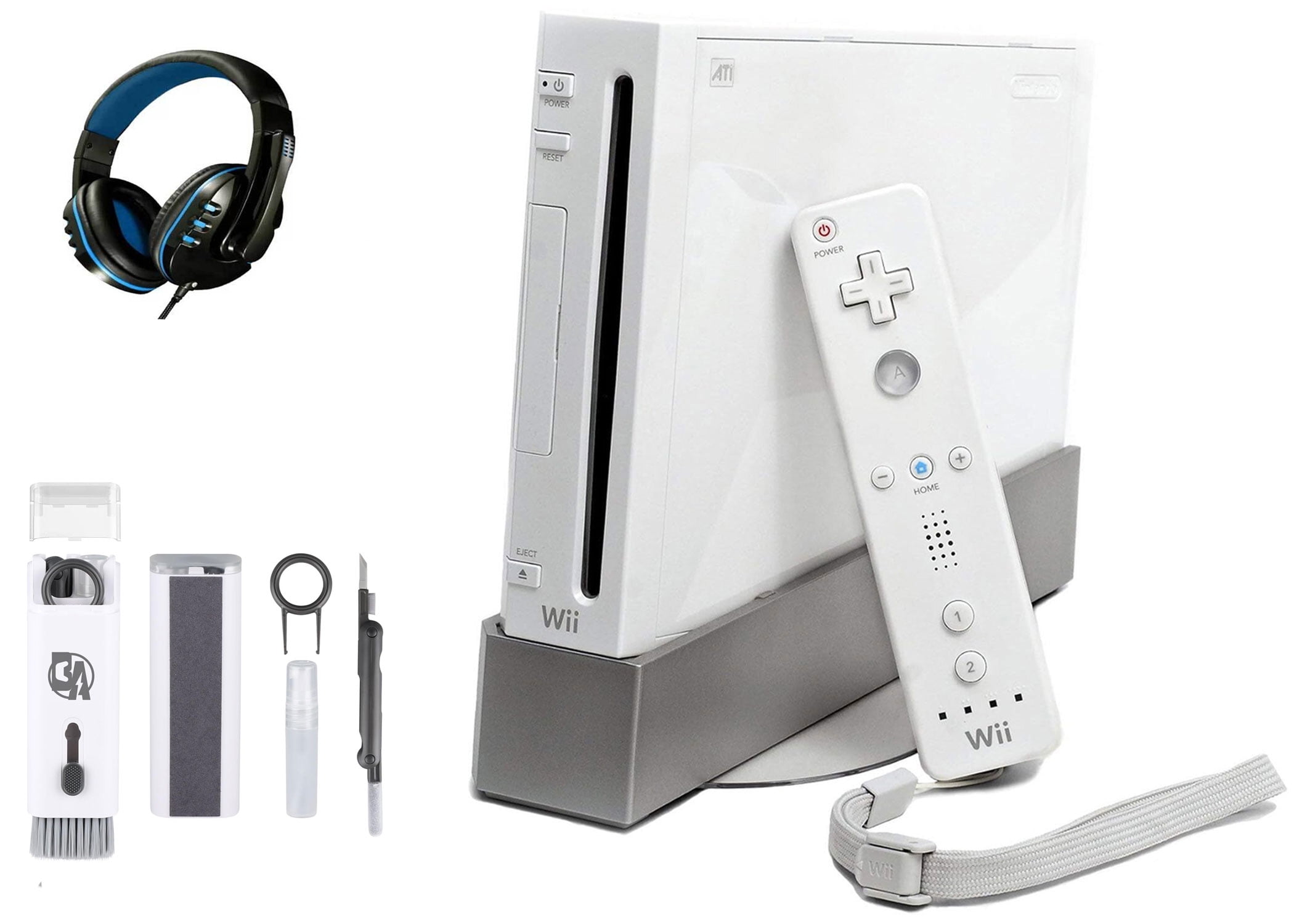 Restored Nintendo Wii White Gaming Console + Headset Cleaning Kit BOLT ...