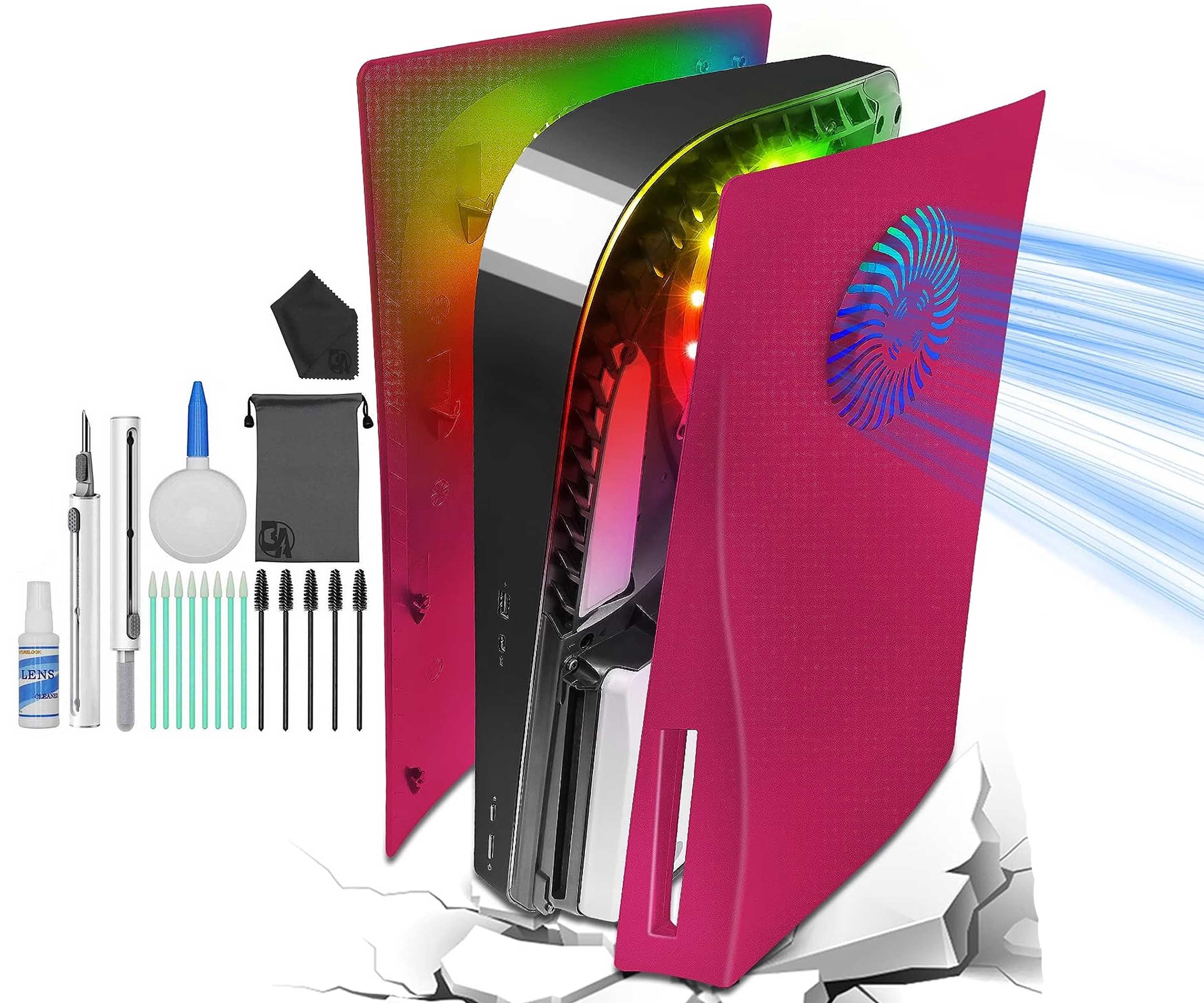 Restored PS5 Plates Cover Face Plates and RGB LED Light Strip, Console ...