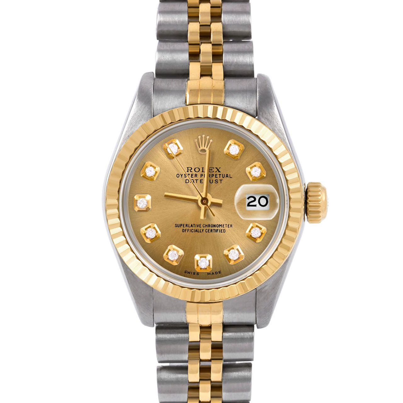 Pre-Owned Rolex 6917 Ladies 26mm Datejust Wristwatch Champagne Diamond ...