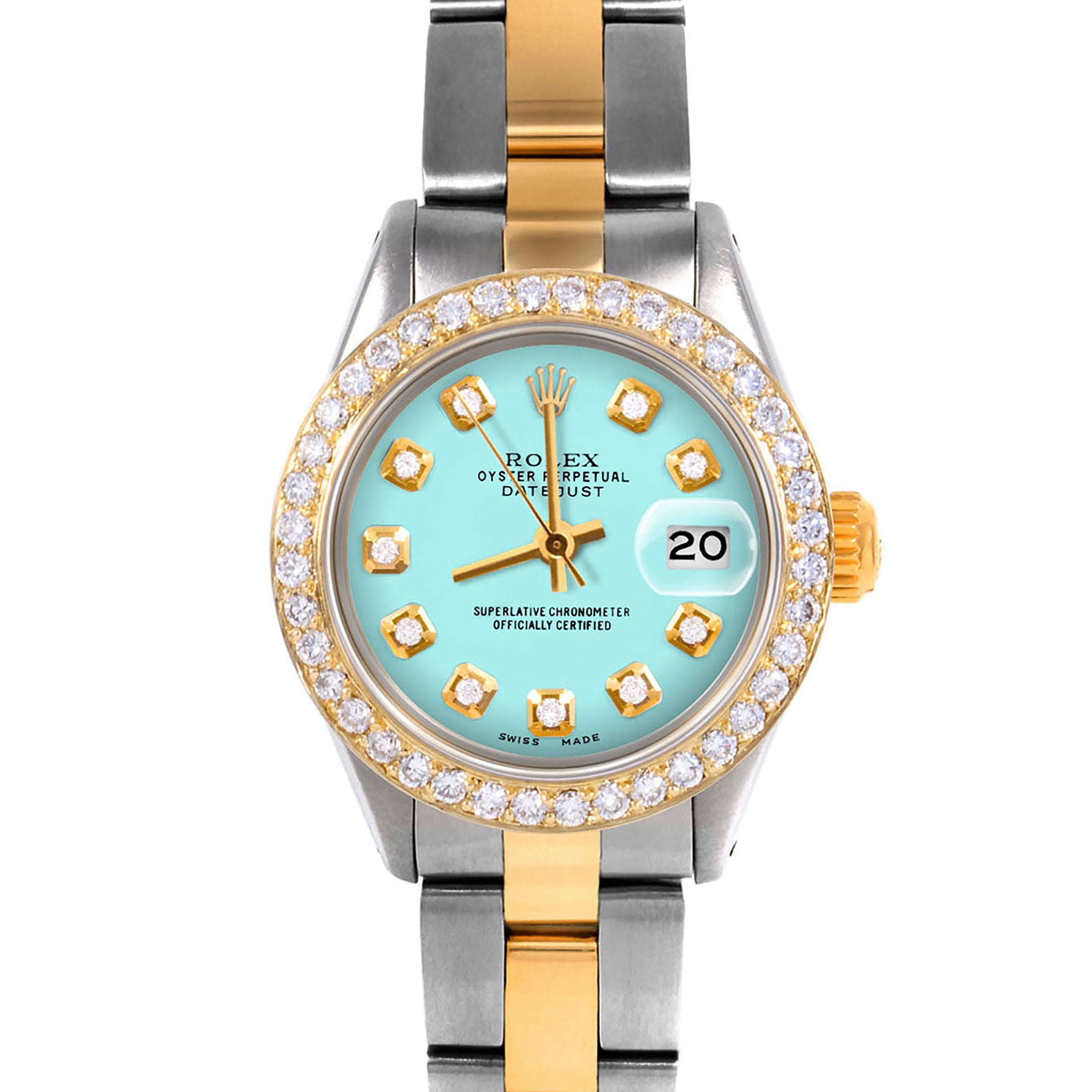 Pre-Owned Rolex 6917 Ladies 26mm Datejust Wristwatch Turquoise Diamond ...