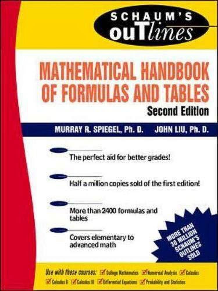 Pre Owned Schaums Mathematical Handbook Of Formulas And Tables Schaum
