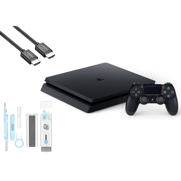 used Pre owned Sony 2215b PlayStation 4 Slim 1TB Gaming Console Black HDMI Cable with Bolt Axtion Cleaning Kit Bundle