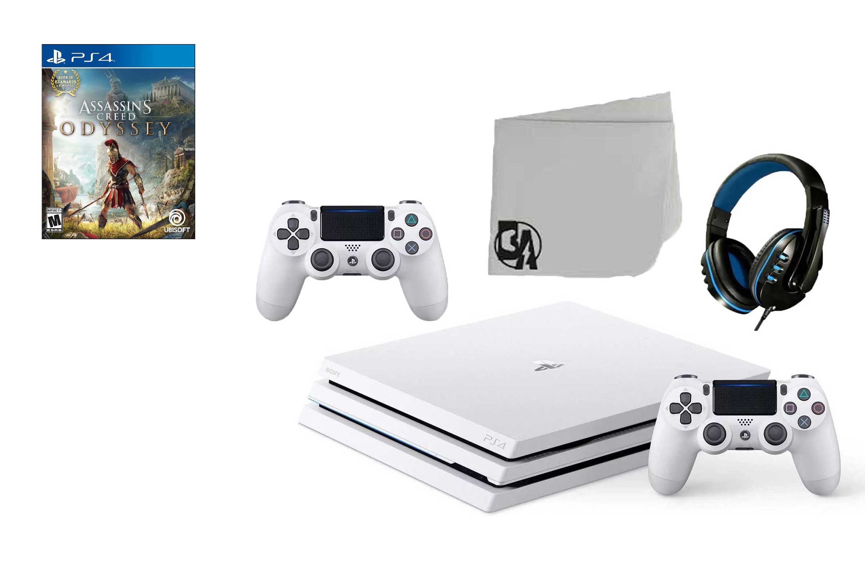 Pre-Owned Sony PlayStation 4 Pro Glacier 1TB Gaming Consol White 2 Controller Included with ...