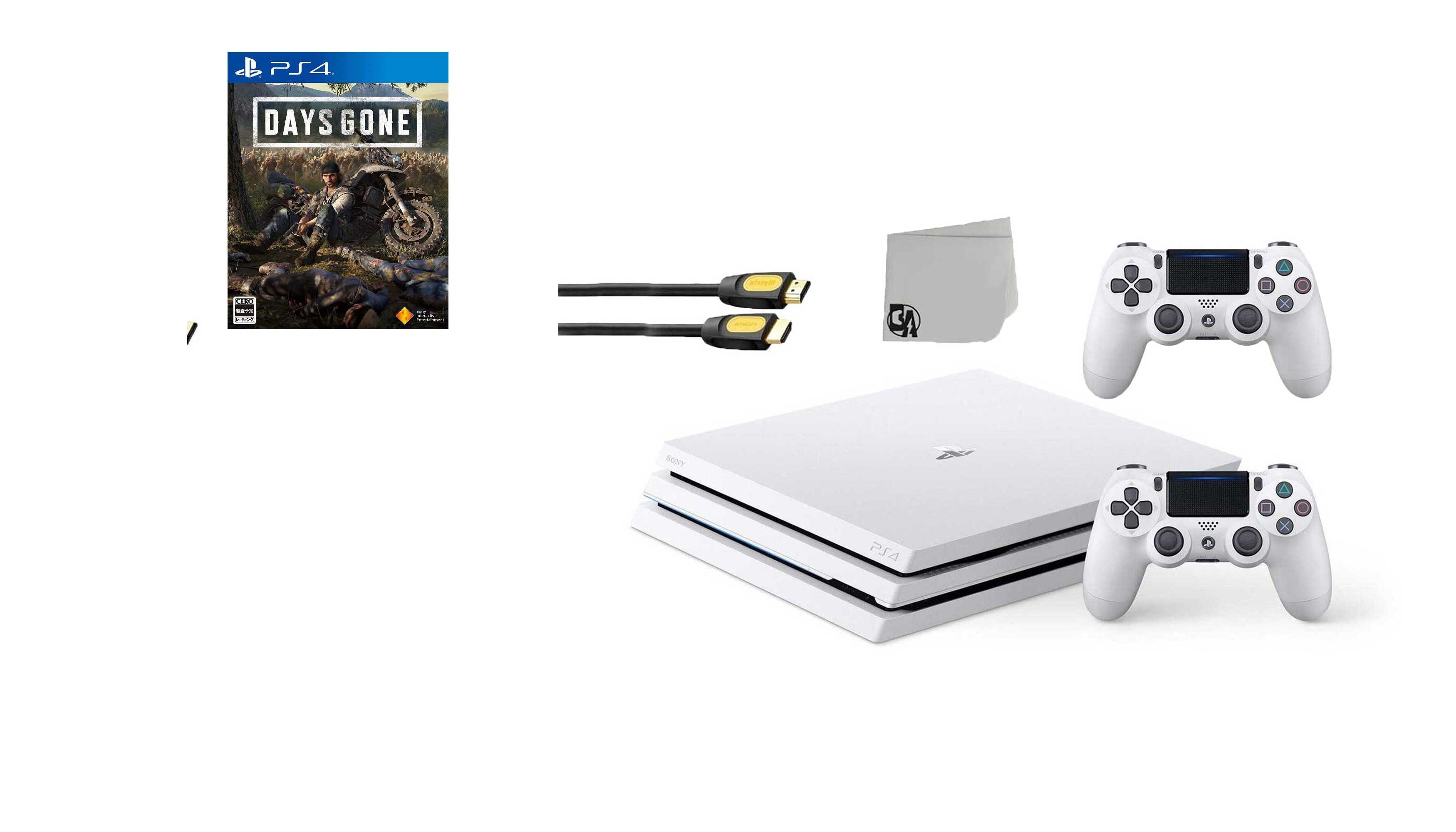 Restored Sony PlayStation 4 Pro Glacier 1TB Gaming Consol White 2 Controller Included with Days ...