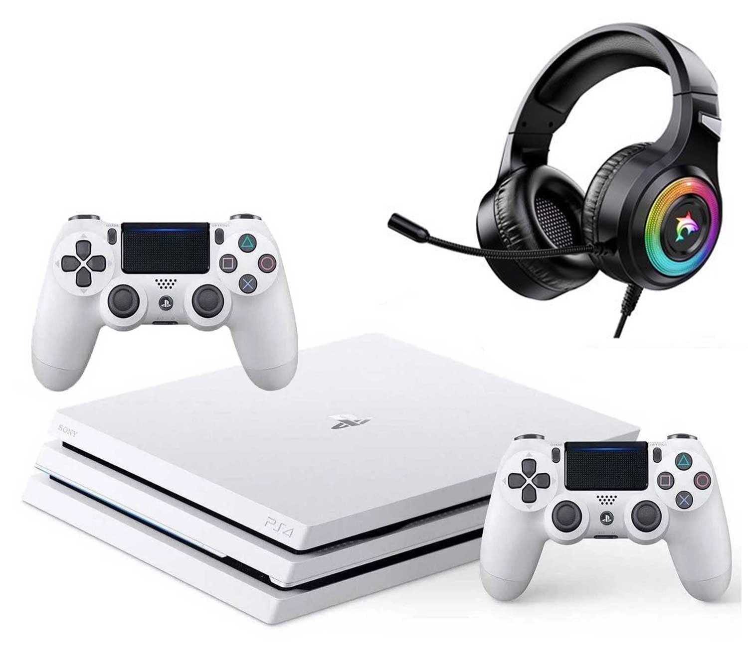 Restored Sony PlayStation 4 Pro Glacier 1TB Gaming Consol White with 2 ...