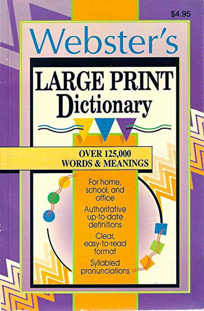 Pre-Owned Webster's Large Print Dictionary Paperback - Walmart.com