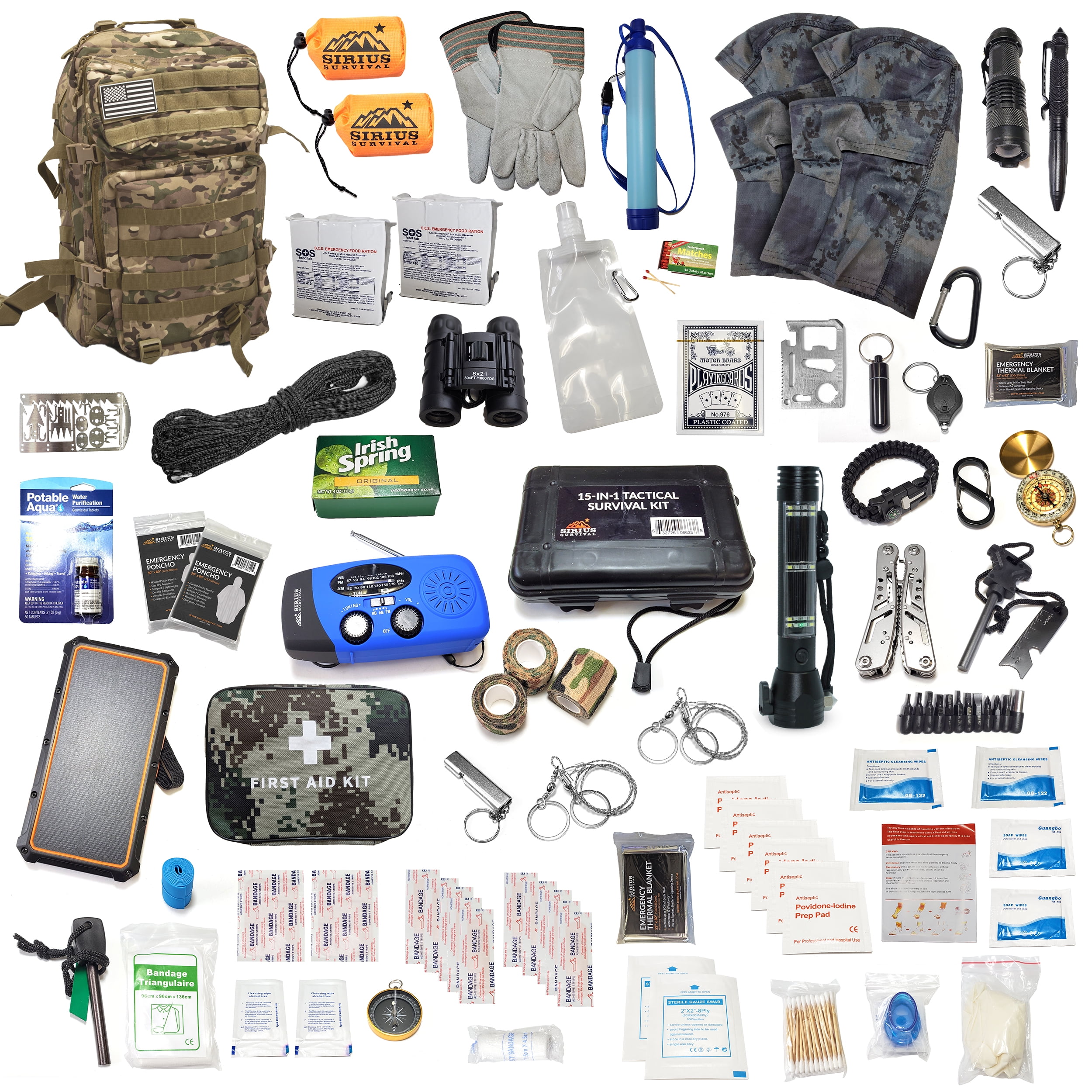 Essential Emergency Survival Kit - Pre-Packed for 2, 175+ Pieces ...