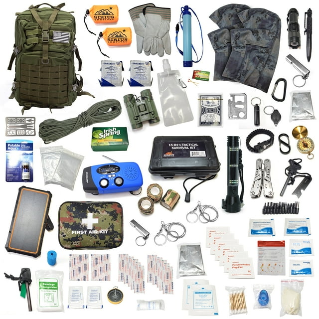 Sirius Survival Pre-Packed 72-Hour 2-Person Emergency Preparedness Kit, Olive Drab, 13.5 lbs ...