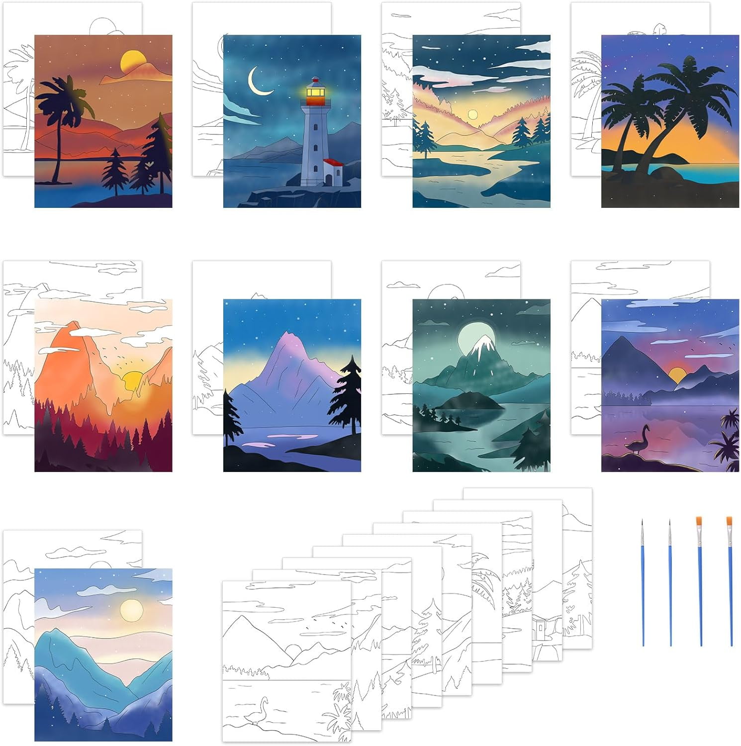 Pre Printed Canvases, 9 PCS 7.87 * 9.84” Pre Drawn Canvas Pre Printed ...