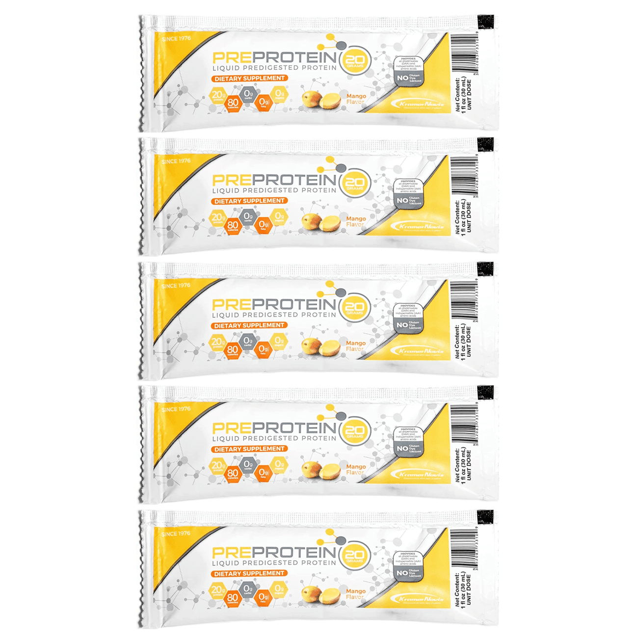 PreProtein 20 Liquid Predigested Protein 1oz Packet - Mango Size: 5 ...