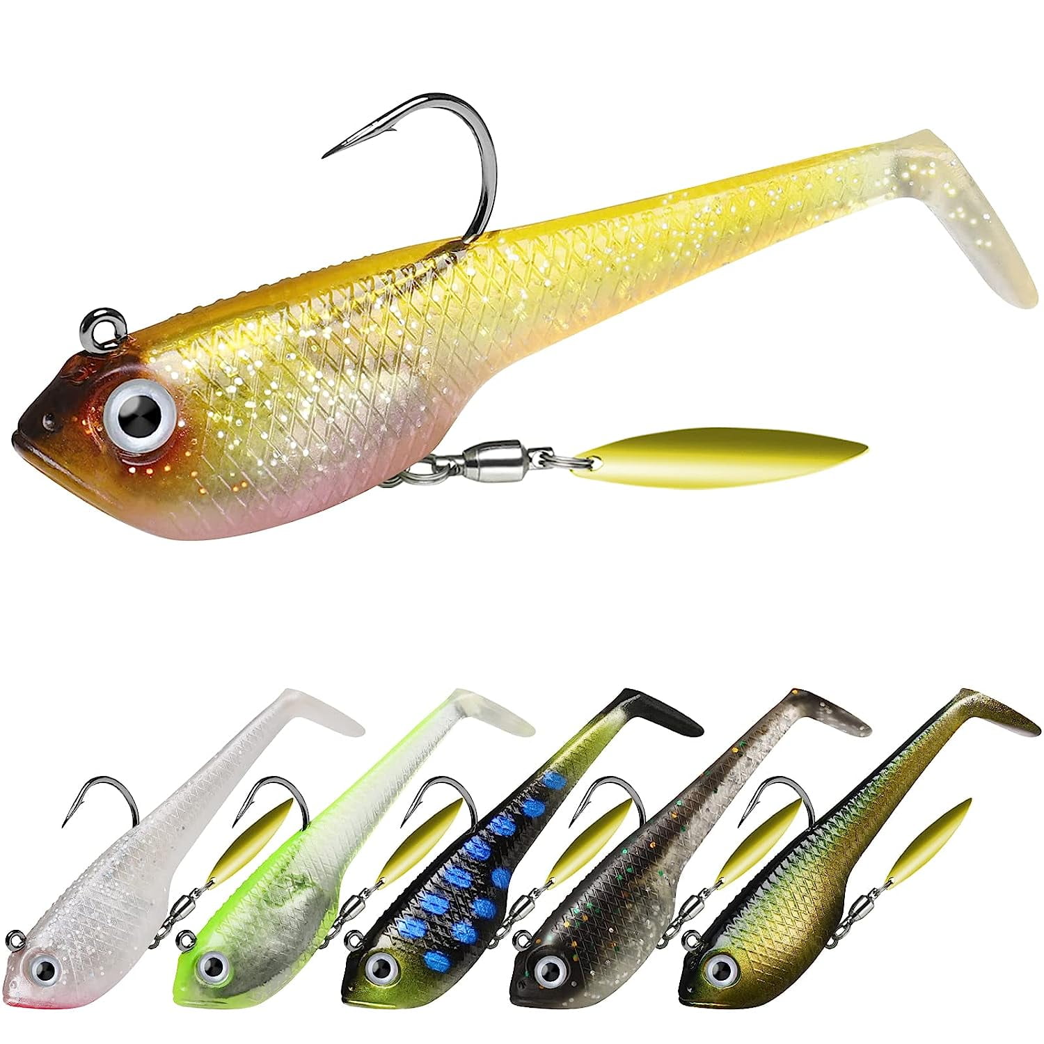 Pre-Rigged Jig Head Fishing Lures, Soft Jointed Swimbaits for Bass ...