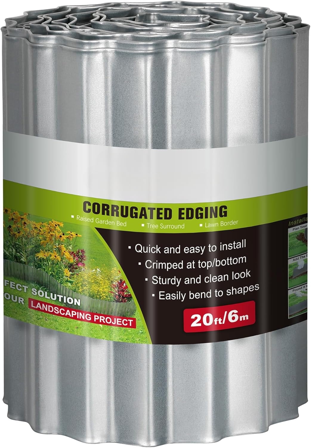 Pre-Rusted Wide Corrugated Garden Edging, Solid Steel Lawn Landscape ...