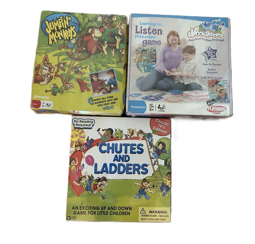 Playskool 3-Game Bundle - Chutes & Ladders, Jumpin' Monkeys, Noodleboro ...
