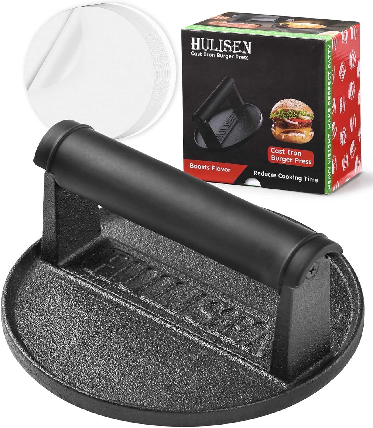 Pre-Seasoned Cast Iron Burger Press, Heavy Duty Burger Smasher for ...