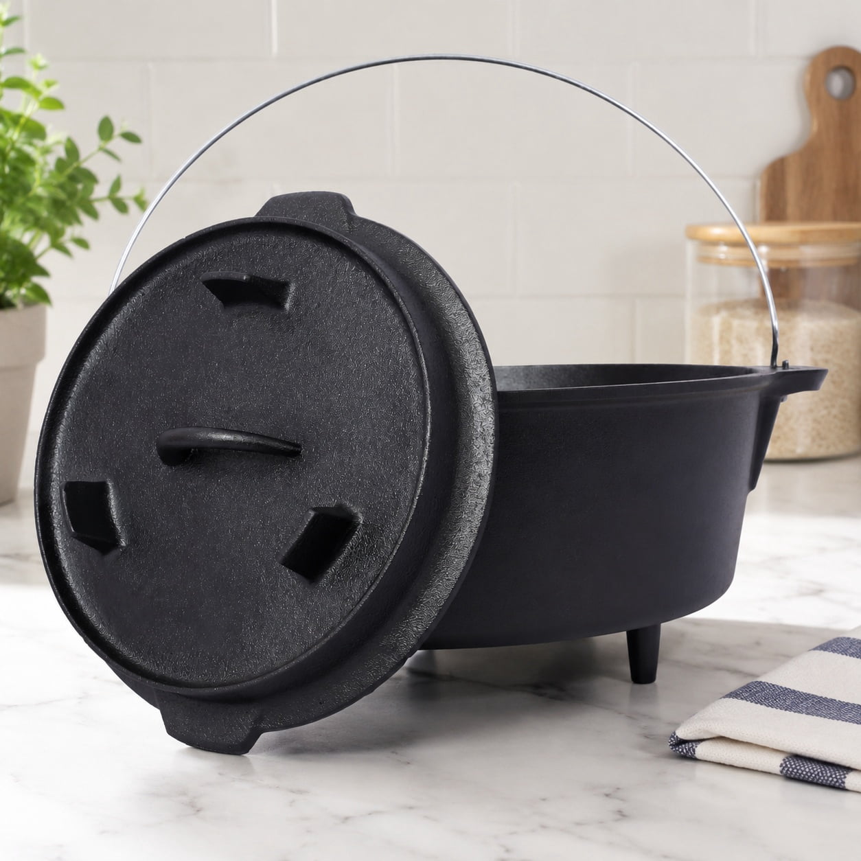 Pre-Seasoned Cast Iron Dutch Oven with Skillet Lid, 8 Quart Deep Pot ...