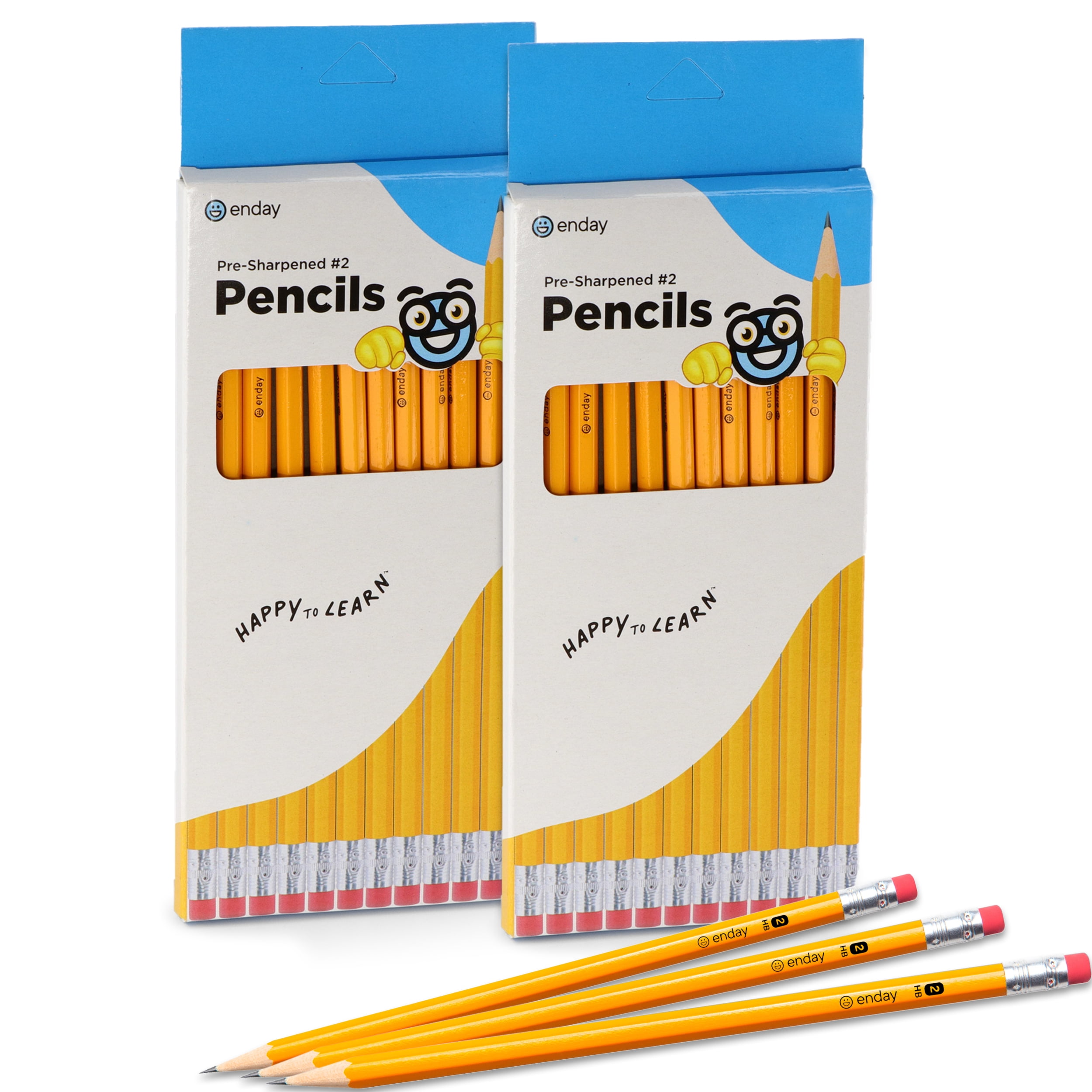 Pre Sharpened No 2 HB Yellow Wood Cased Premium Pencils with Eraser Top ...