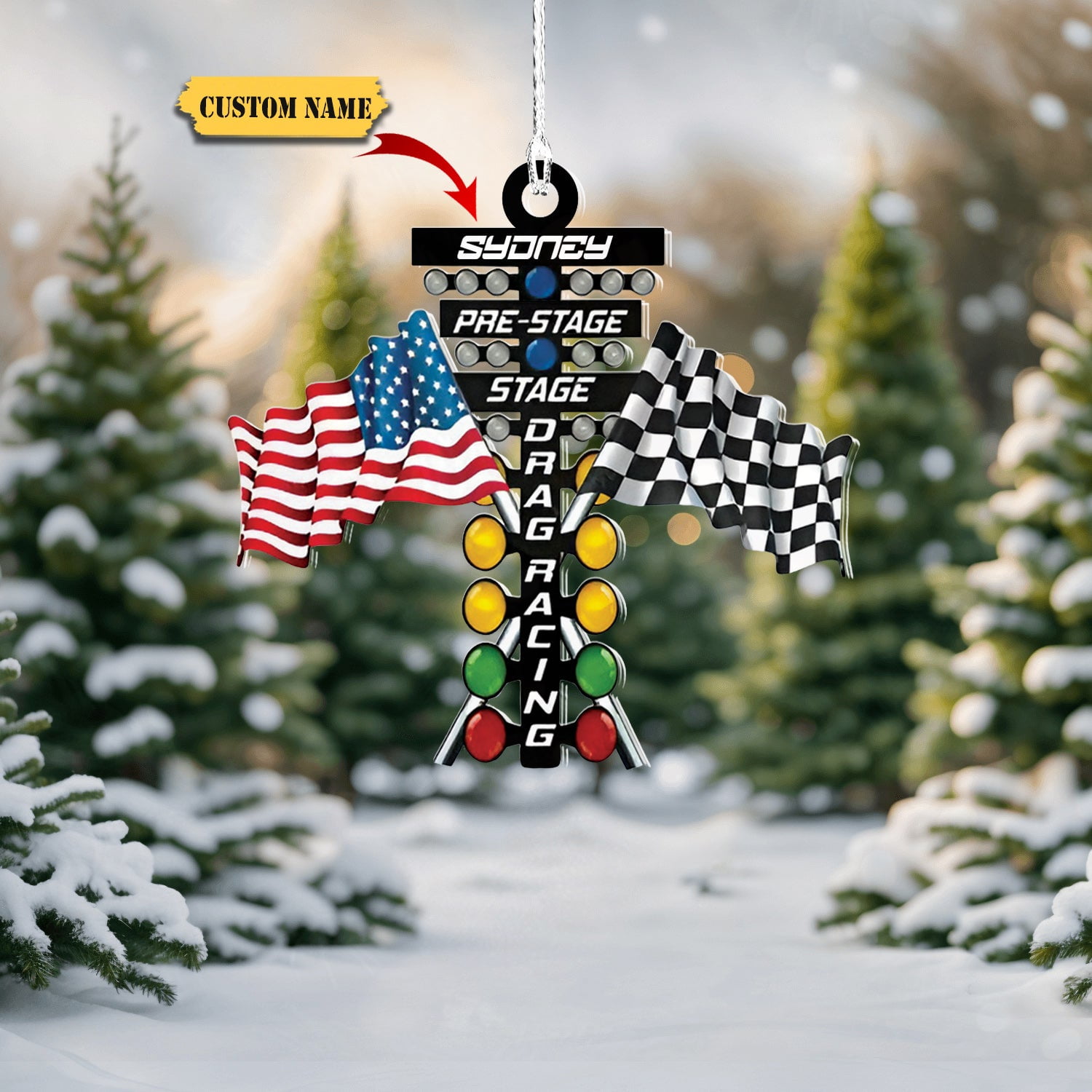 Pre-Stage Drag Racing Lights Christmas Ornament, Ornament Decoration ...