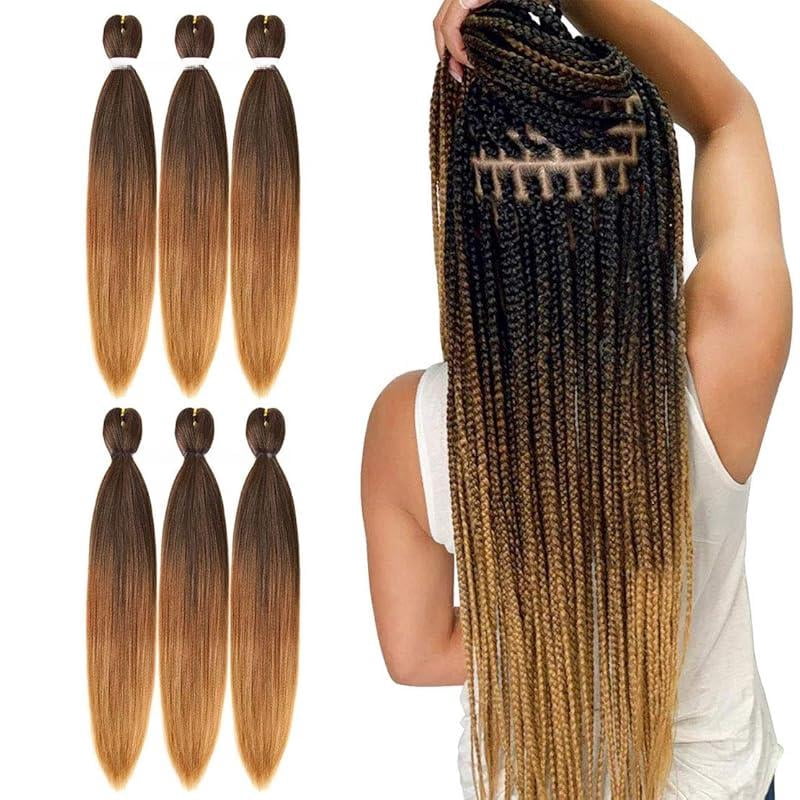 Pre Stretched Braiding Hair 22 Inch 6 Packs Professional Soft Yaki ...