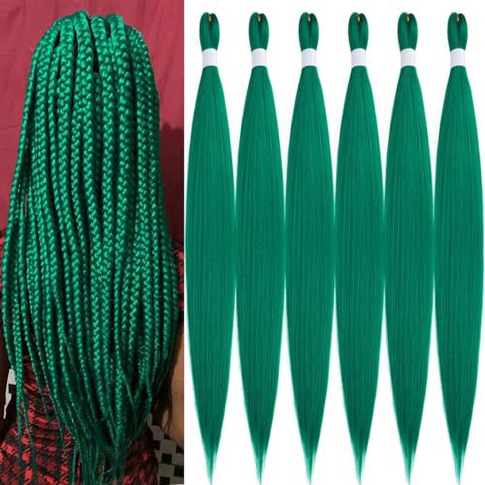 Pre Stretched Braiding Hair 26 Inch Dark Green Turquoise Braiding Hair ...