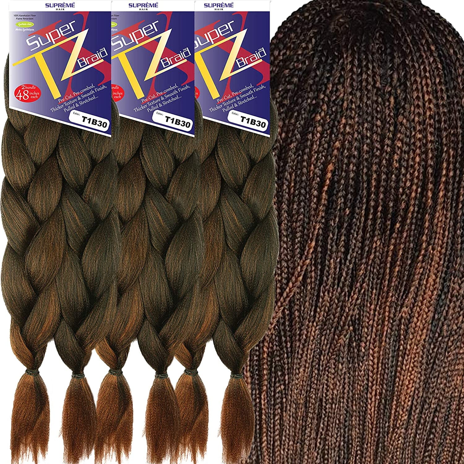 Pre-Stretched Braiding Hair Extensions – 48 Inch Long Unfolded – 6 ...