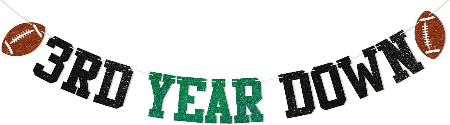 Pre-Strung 3rd Year Down Banner - Football 3rd Birthday Party ...