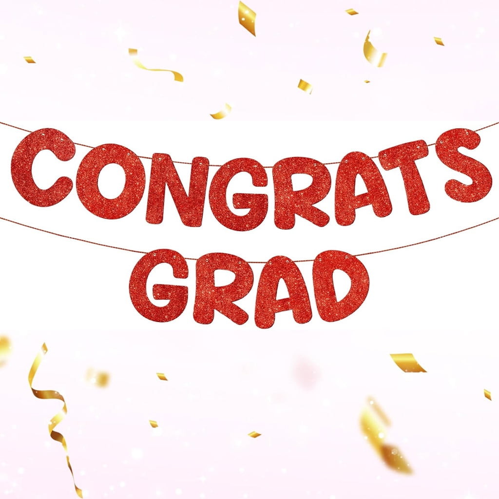Pre Strung Congrats Grad Banner Glitter Congratulations Banner College ...