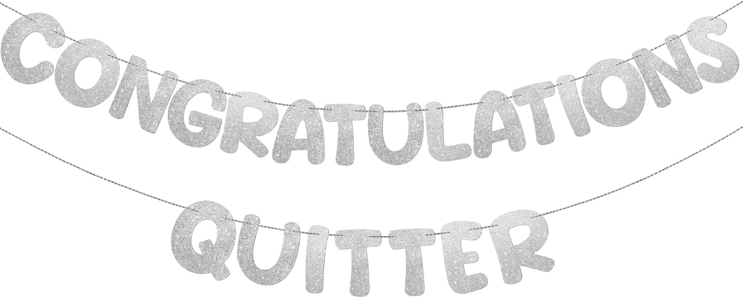 Pre Strung Congratulations Quitter Glitter Banner Funny Retirement ...
