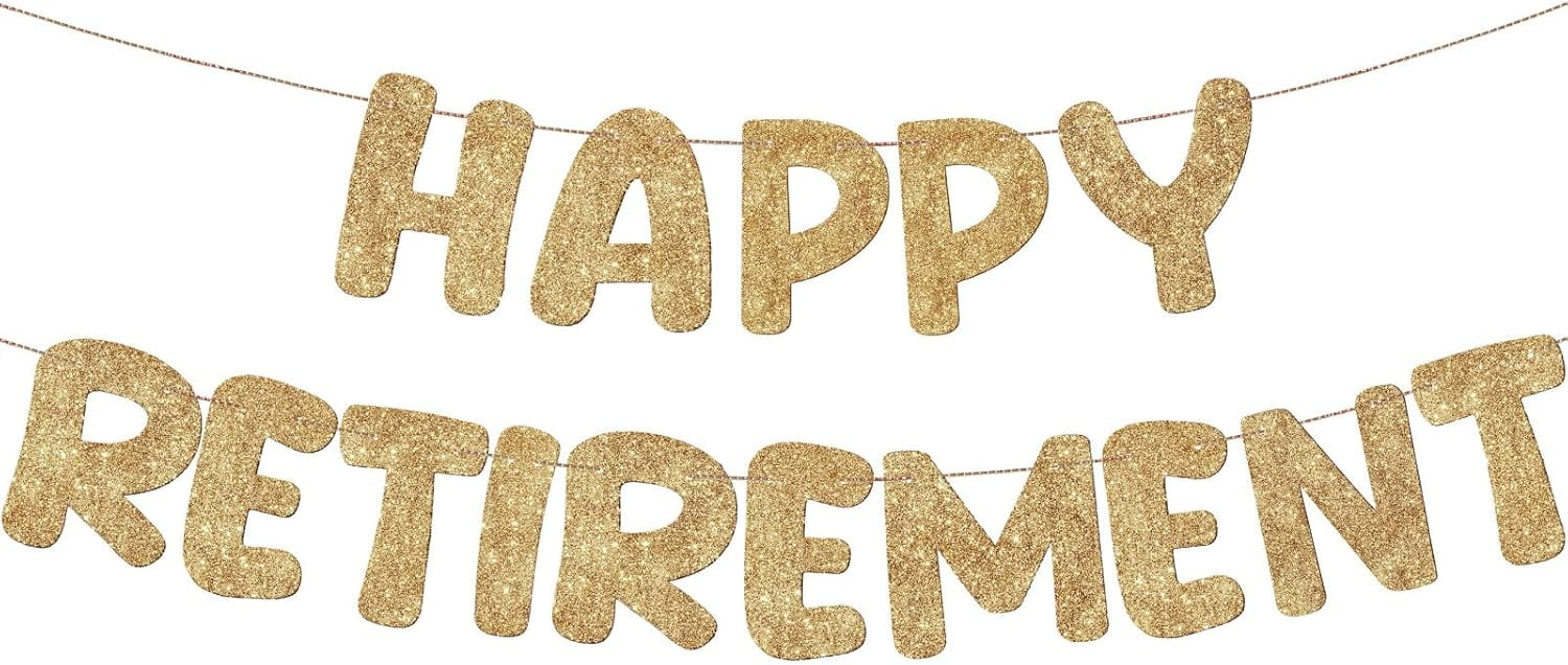 Pre Strung Happy Retirement Banner Glitter Retirement Sign Funny ...